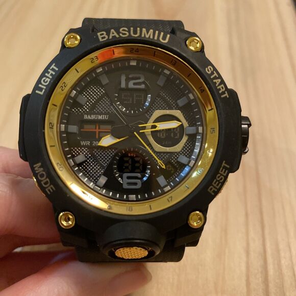 BASUMIU | Accessories | Mens Waterproof Digital Watch Black Strap With ...